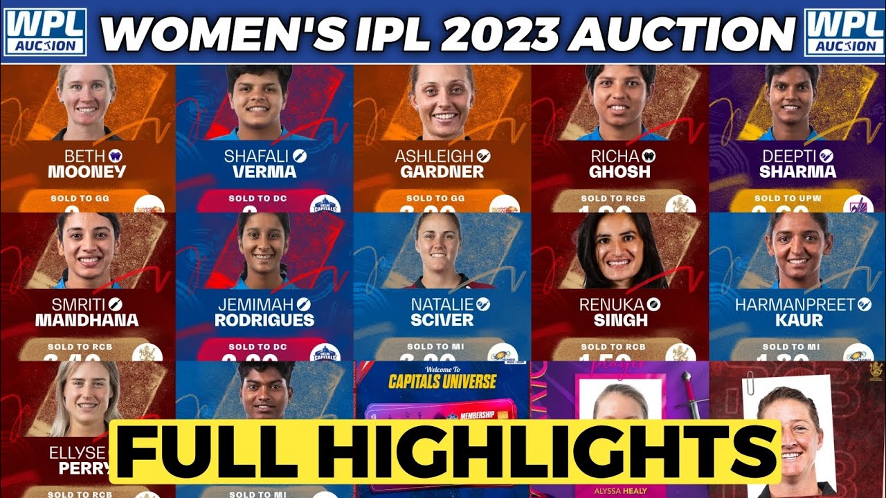 Women's IPL 2023 Auction Highlights || Women's IPL 2023 sold player ...