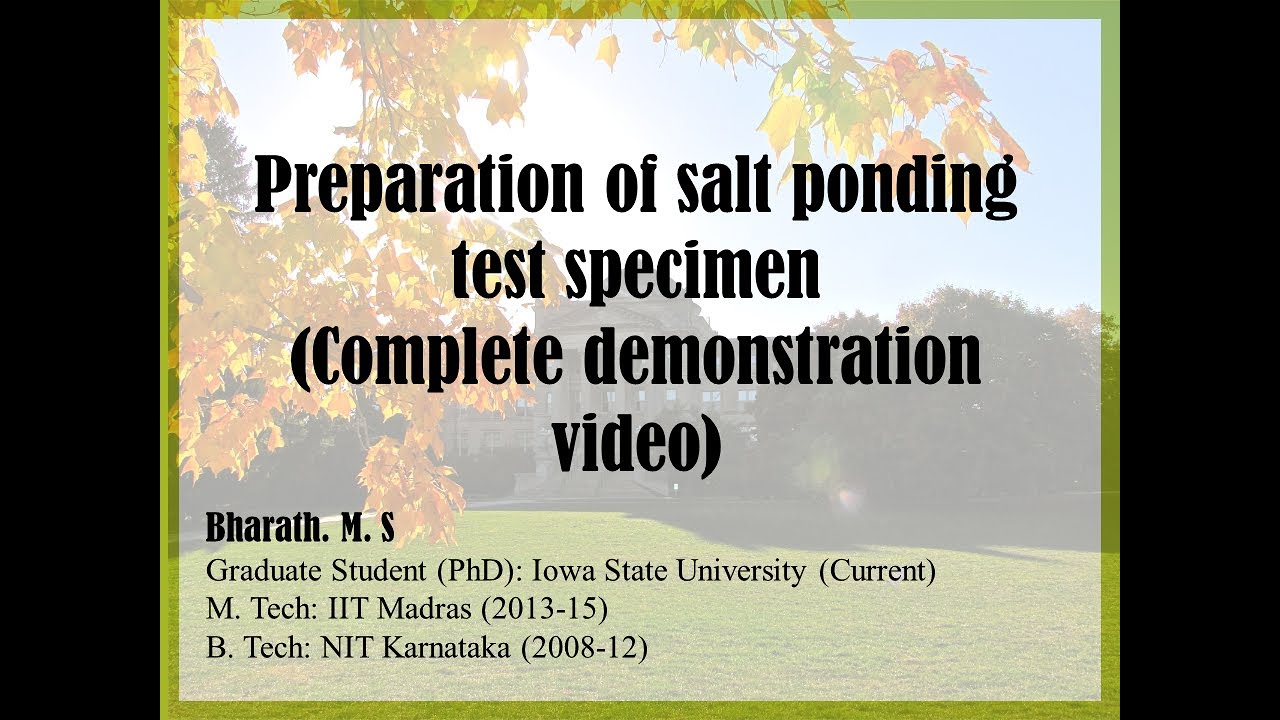 Preparation of salt ponding test specimen (Complete demonstration video ...