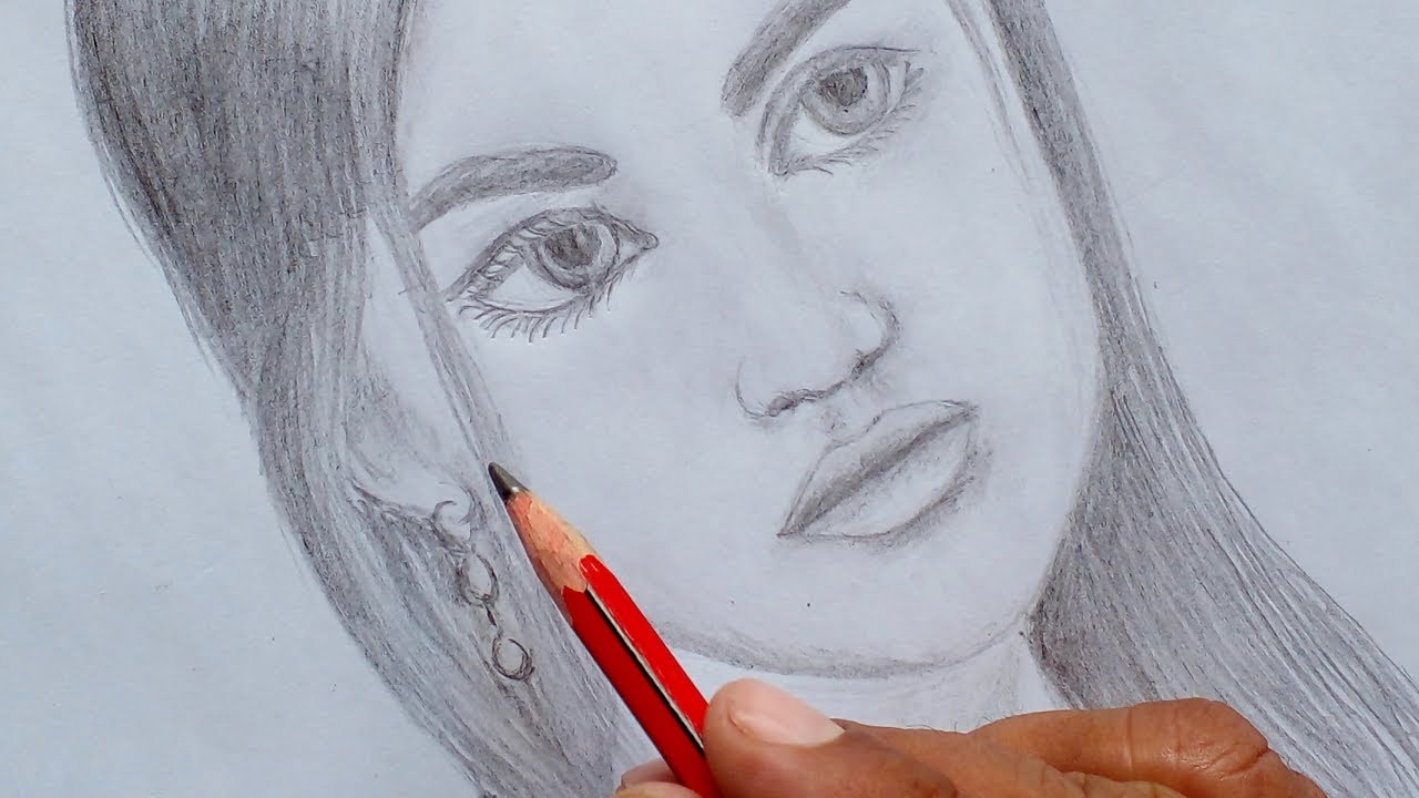 A Girl. Step by Step Pencil Drawing. How to draw a pretty girl face ...