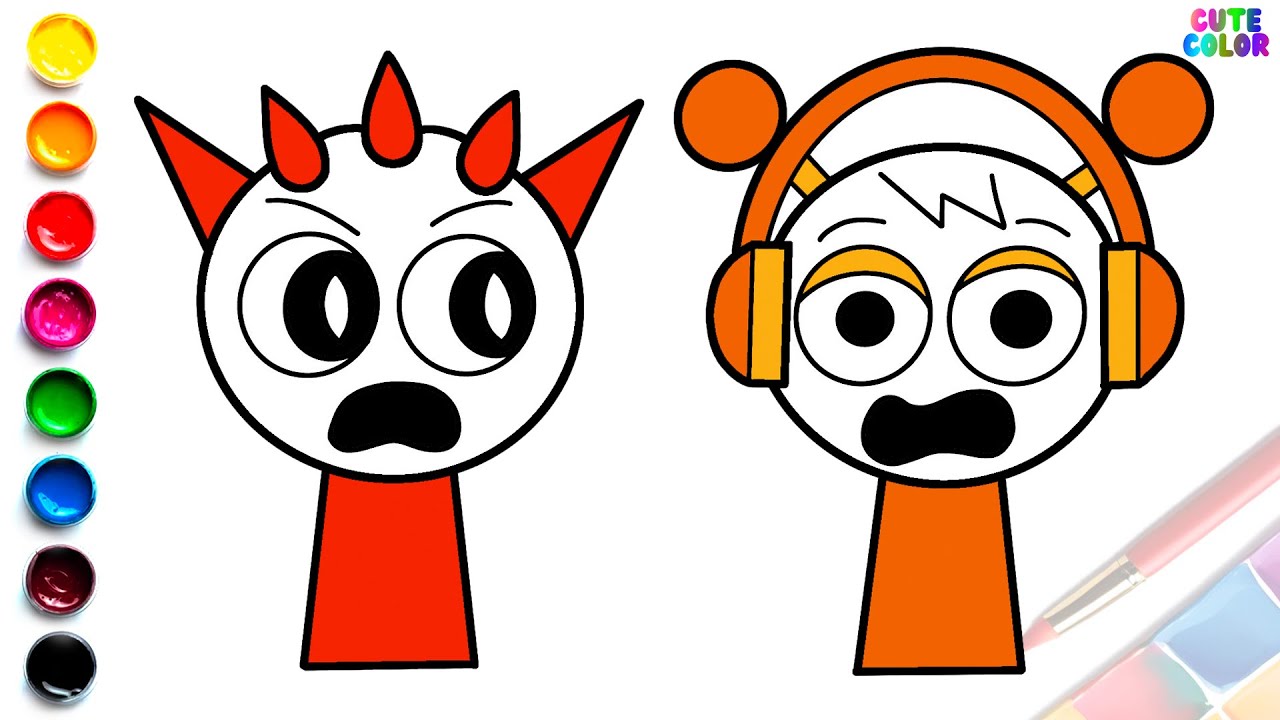 How to draw a cute funny Raddy and Oren from Sprunki | Easy tutorial ...