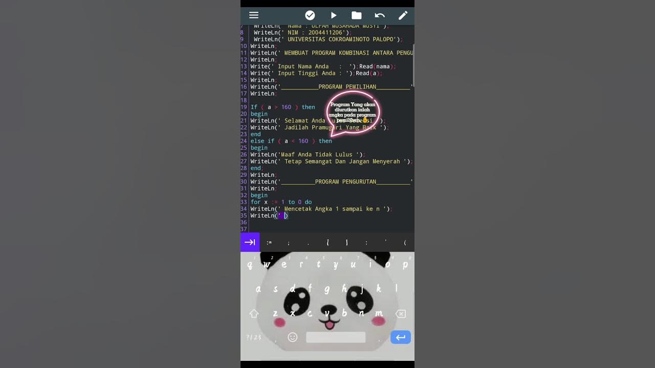 Struktur Program Pascal, Kombinasi ( Pemilihan & Pengulangan), Serta Perulangan. Pada Anroid📱 ...