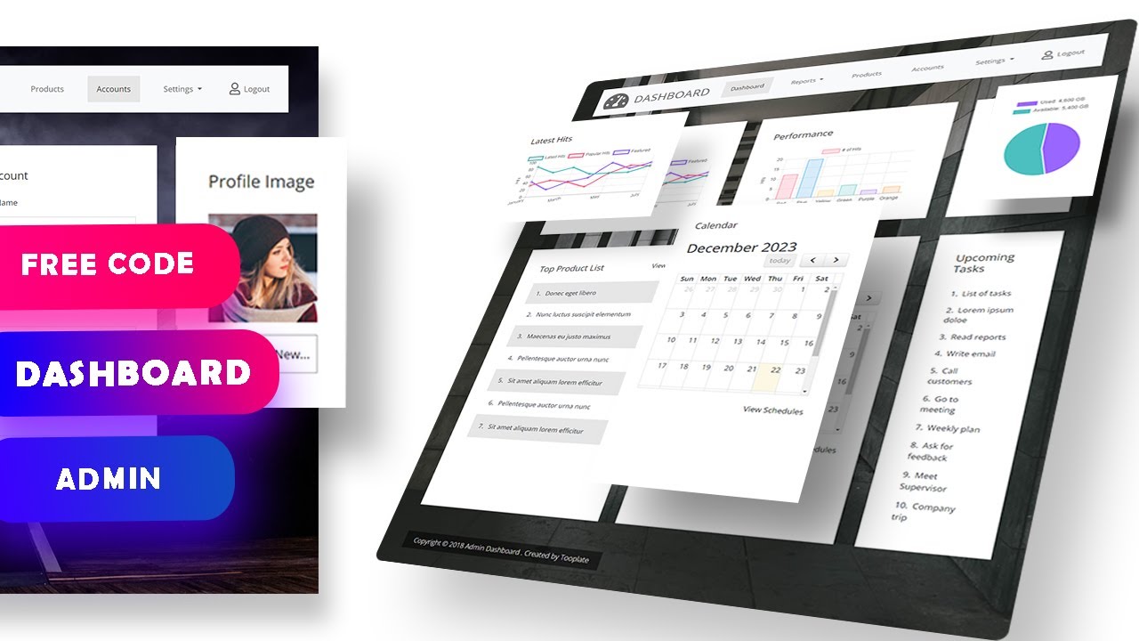 Free Code Dashboard Website Html Css And Javascript Youtube