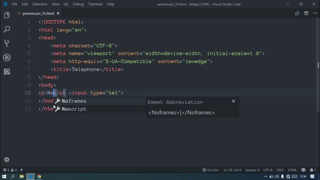 TUTORIAL HTML LENGKAP PART 35 | INPUT TEL UNTUK NOMOR TELEPON HTML - YouTube