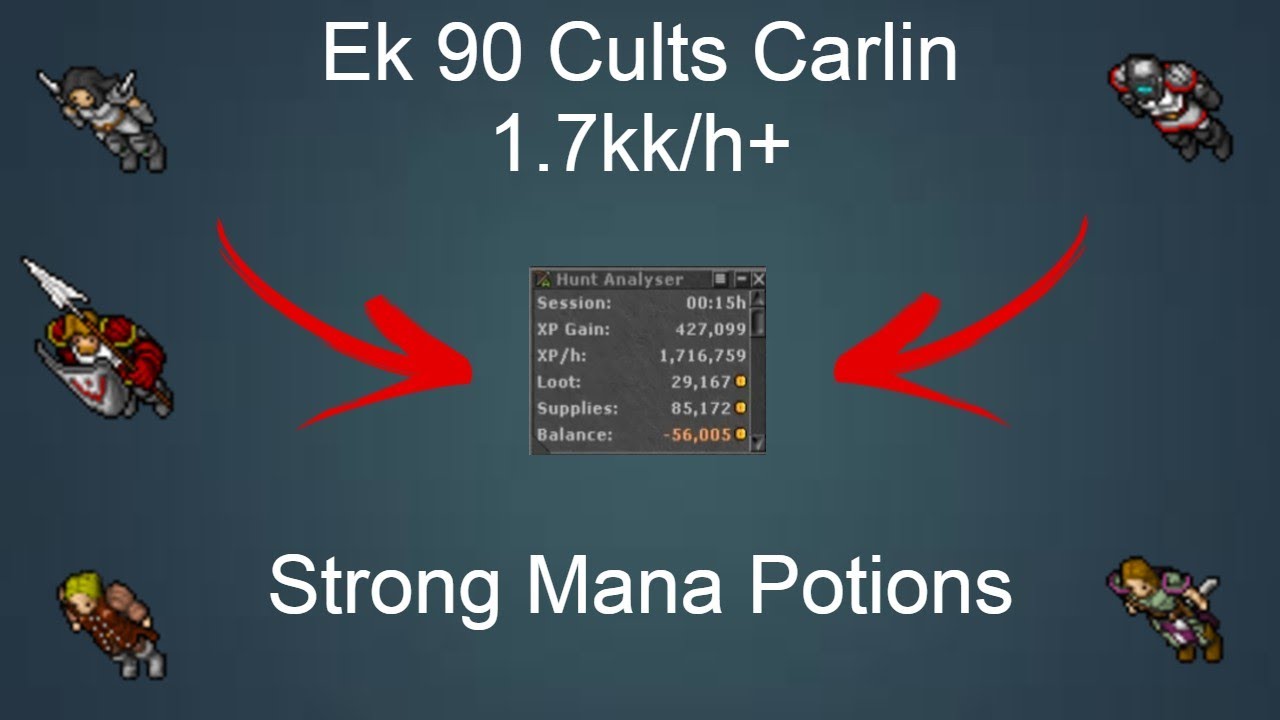 Tibia l Ek 90 l 1.7kk/h+ 150% l Cults Carlin l Solo hunt l Strong Mana ...