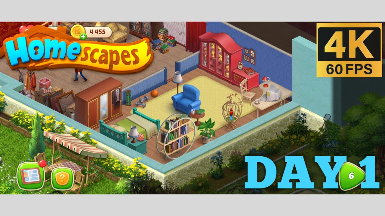 HomeScapes Gameplay ( Android | iOS ) - DAY 1 Full Walkthrough | 4K 60 ...