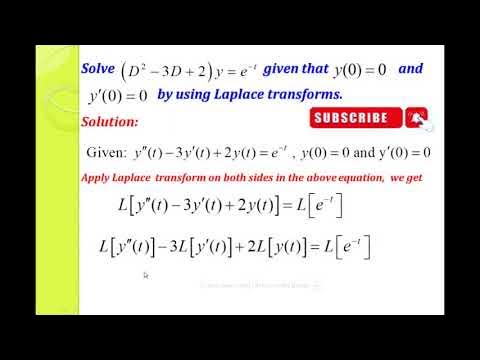 #31 ll Solution of differential equation by using Laplace transforms - YouTube