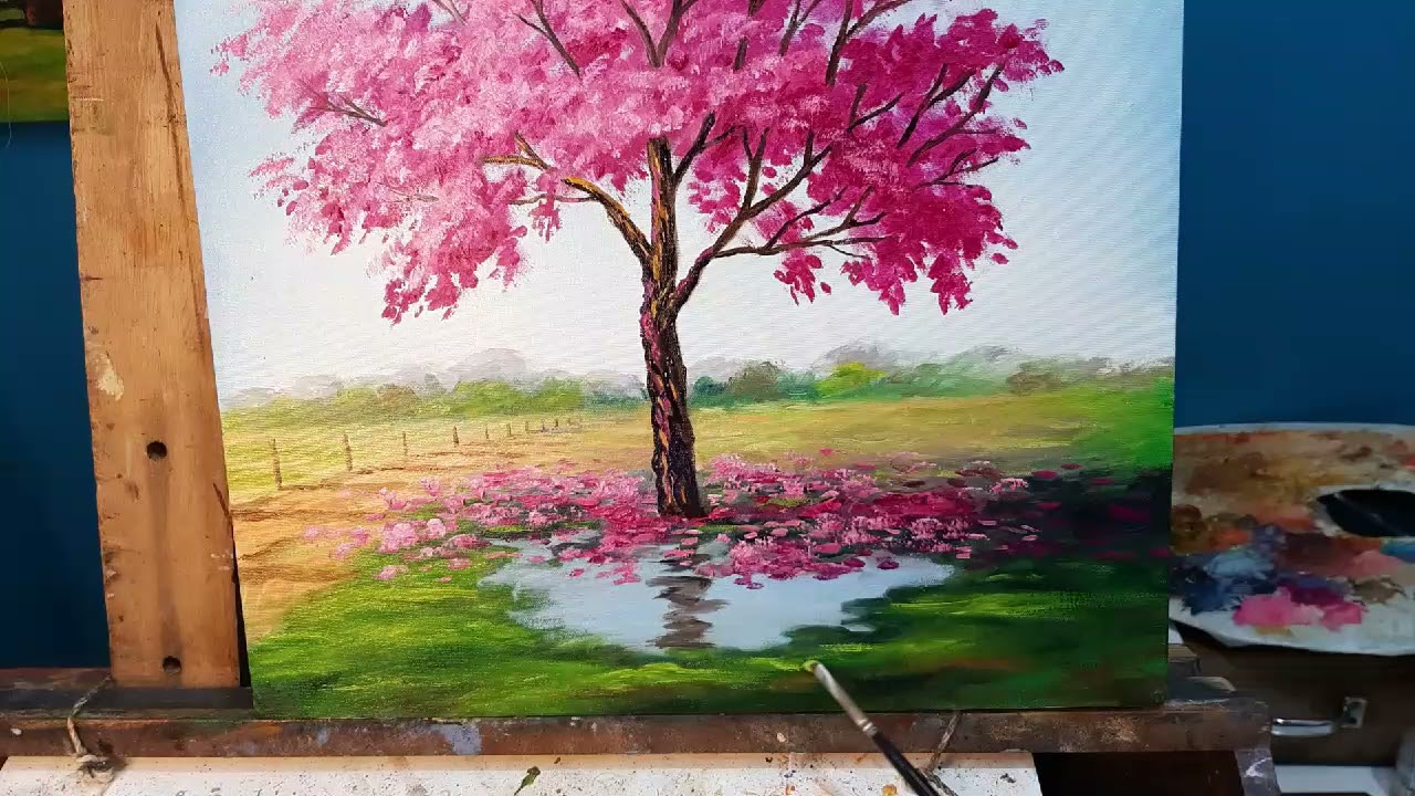 PINTANDO LAPACHO ROSADO (tajy) óleo, proceso - YouTube