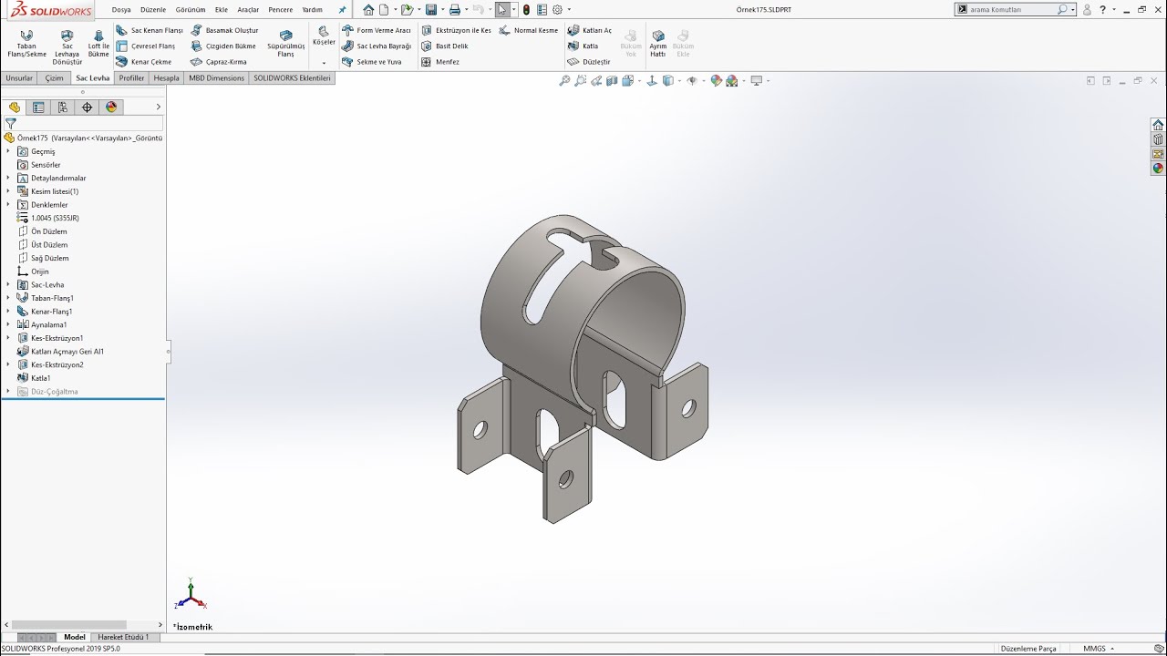 SolidWorks Örnek Çizim #175 (3D solid model example) - YouTube