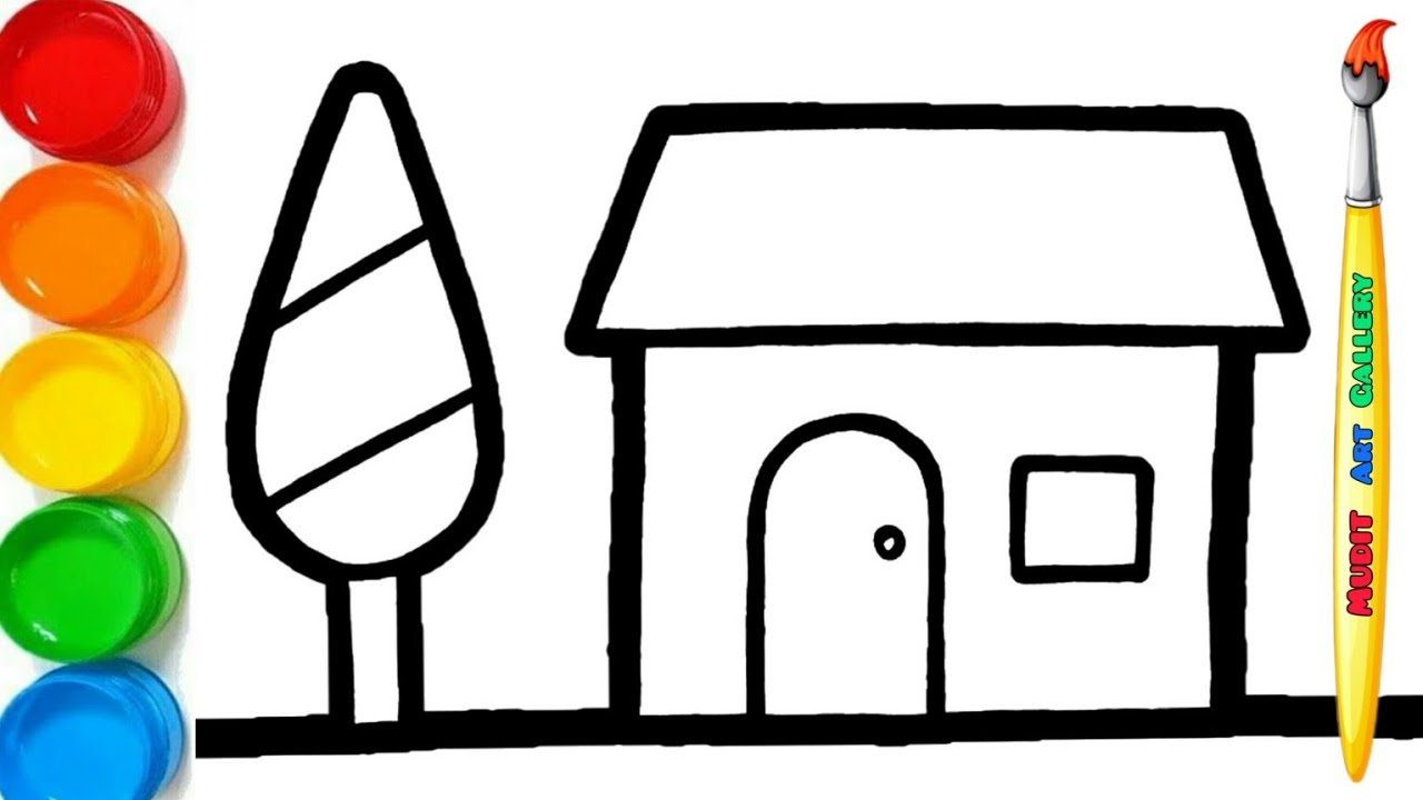 Easy House Drawing, Coloring and Painting For Kids | Drawing Easy - YouTube