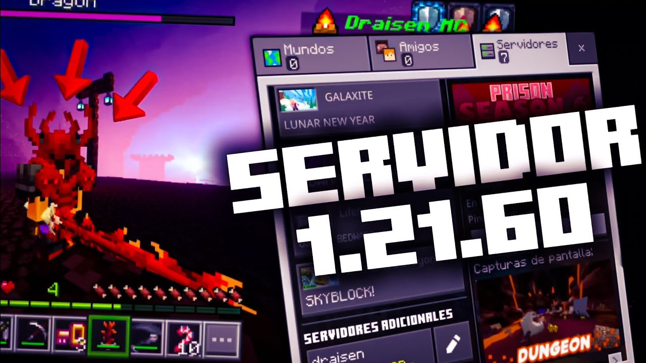el NUEVO y MEJOR SERVIDOR SURVIVAL Para MINECRAFT 1.21.60 (No PREMIUM) PE-Bedrock - YouTube
