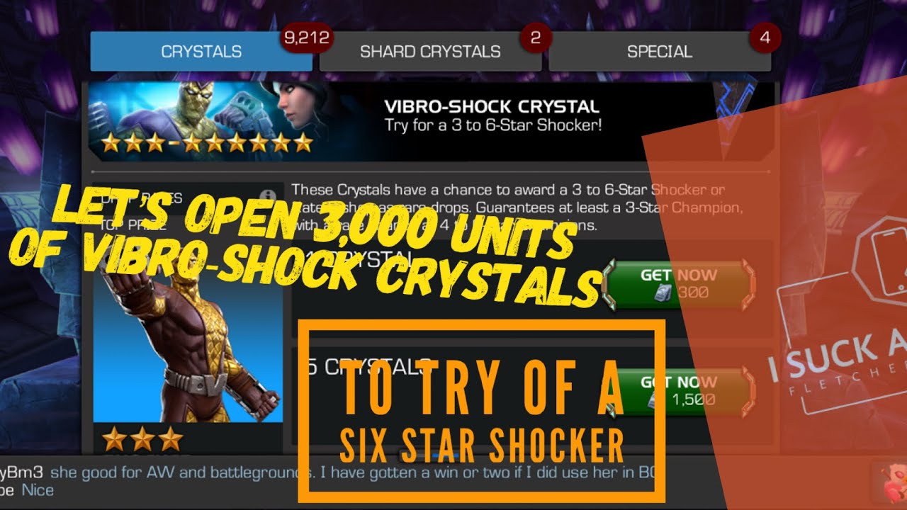Let’s open 3,000 Units of Vibro-Shock Crystals To try of a Six Star Shocker #mcoc #Shocker - YouTube