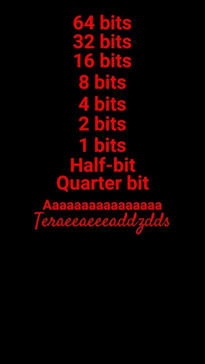 64 bits 32 bits 16 bits 8 bits 4 bits 2 bits 1 bit half-bit quarter bit aaaaaaaaaaaaaa ...