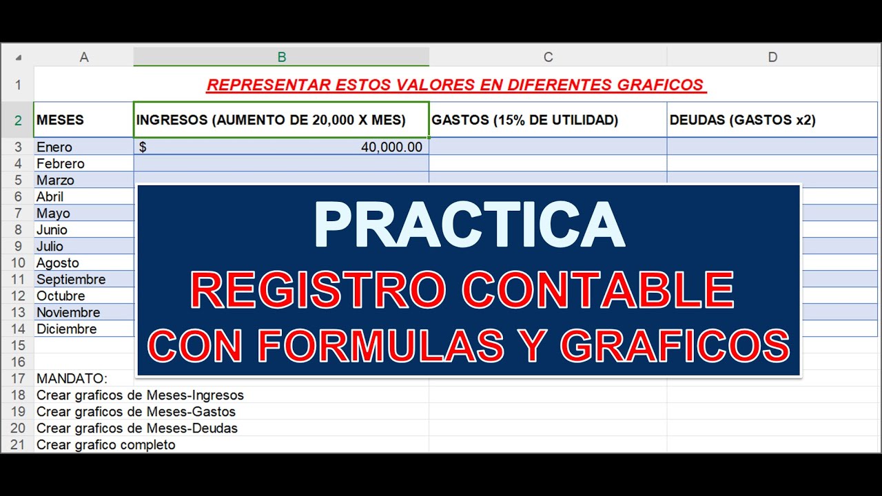 PRACTICA DE REGISTRO CONTABLE CON FORMULAS Y GRAFICOS - YouTube