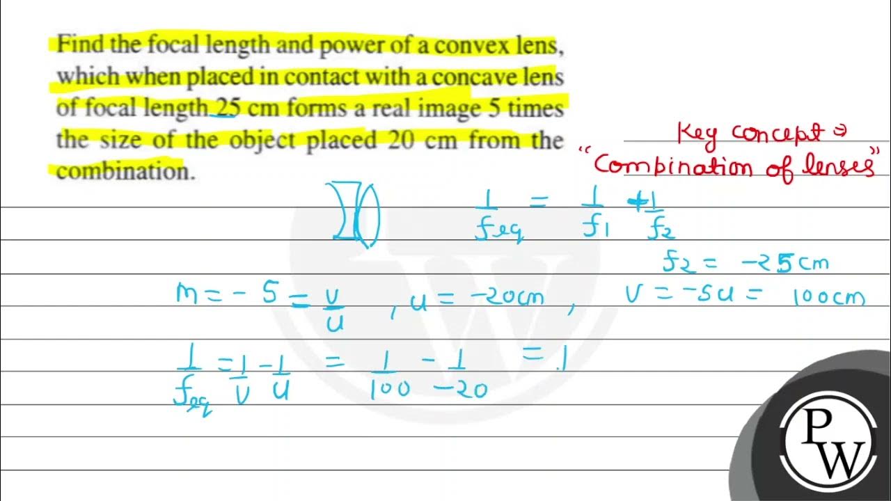 Find the focal length and power of a convex lens, which when placed ...