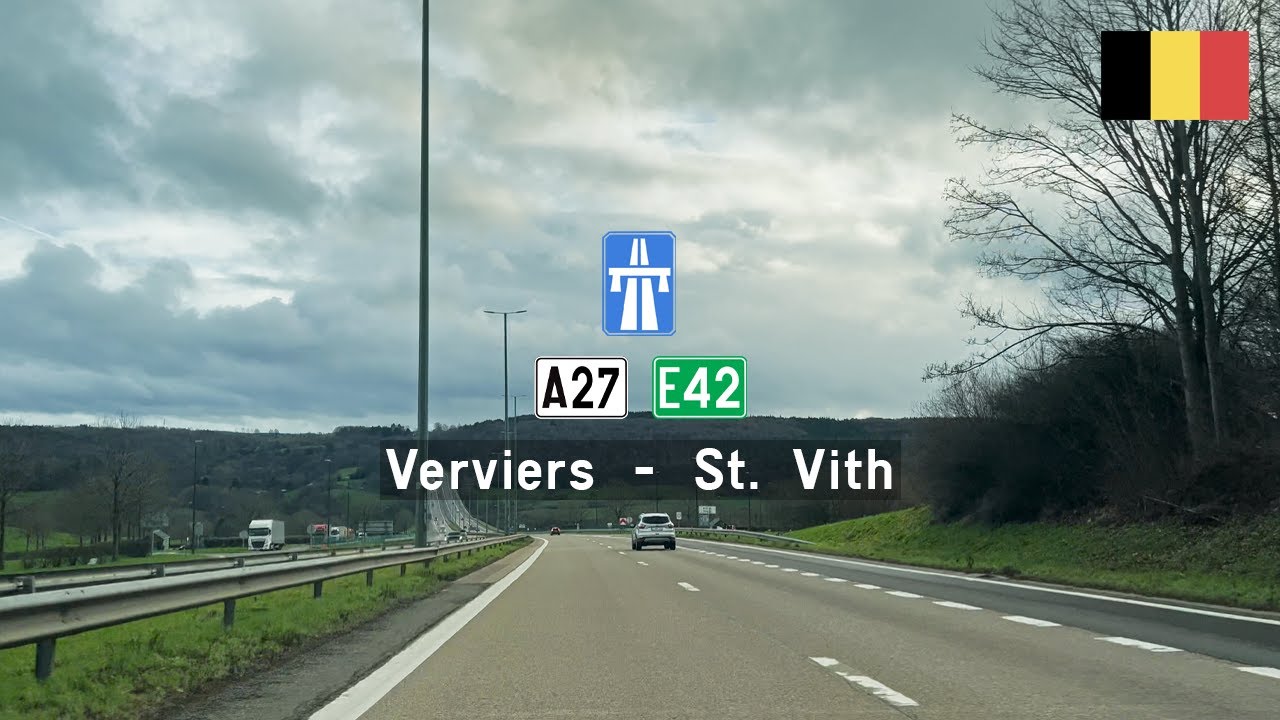 Driving in Belgium: Autoroute A27 E42 from Verviers to Sankt Vith - YouTube