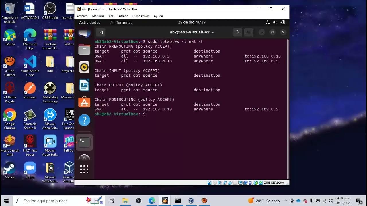 Iptables Creación De Reglas Prerouting Y Postrouting Youtube