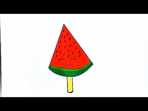cute watermelon ice-cream drawing|colouring for kids and toddlers - YouTube