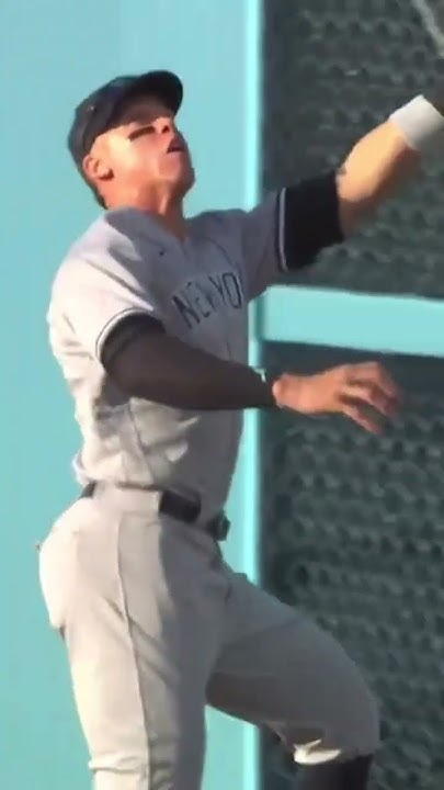 Insane play by Aaron Judge, breaking through the Dodger Stadium fence to make the catch! - YouTube