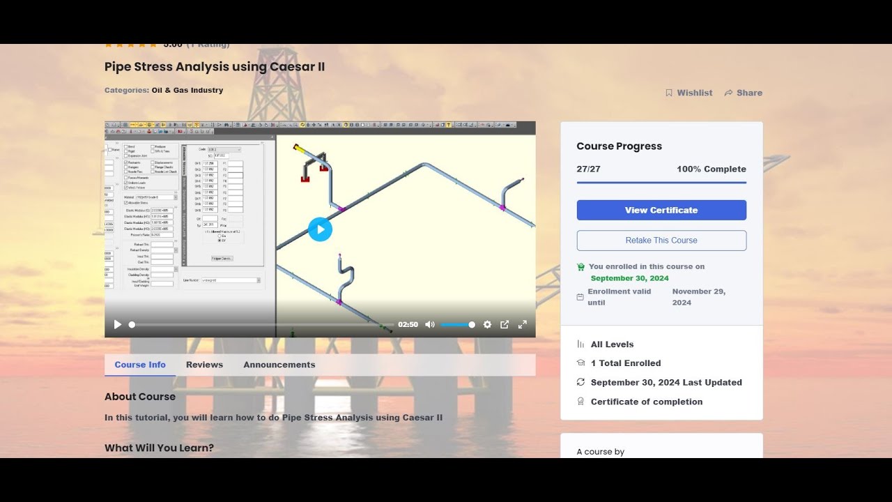 About Video Streaming course Pipe Stress Analysis using Caesar II - YouTube