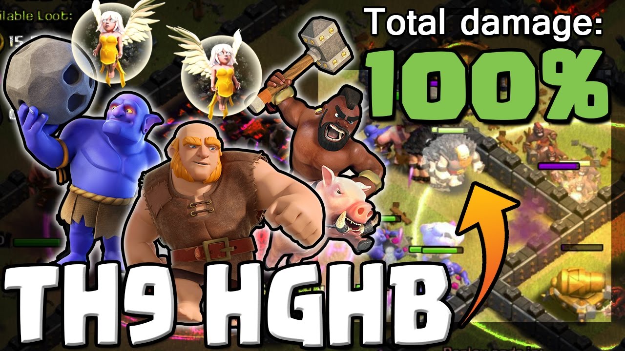 LOW HERO HGHB - 3 STAR WAR ATTACKS - TH9 War Strategy - Clash of Clans ...