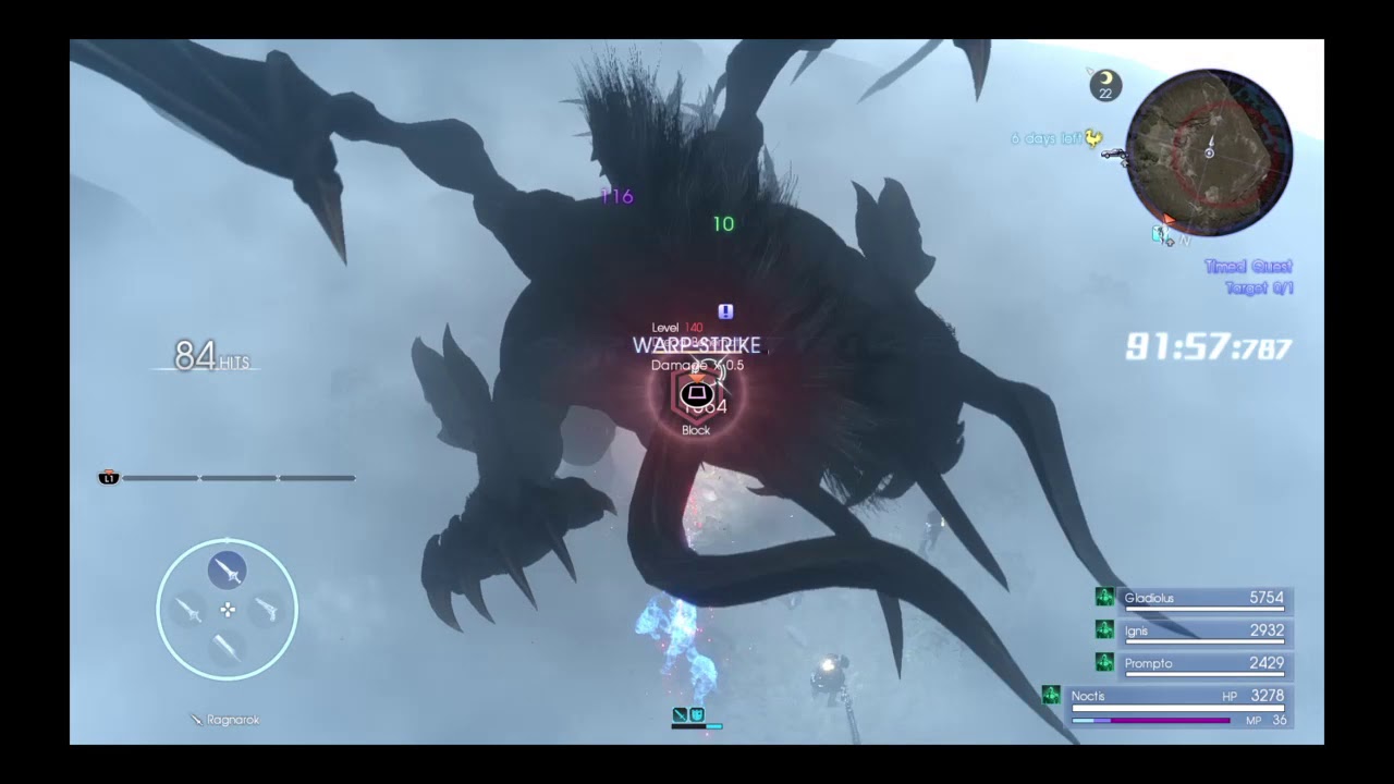 FINAL FANTASY XV destroying dread behemoth level 140 - YouTube