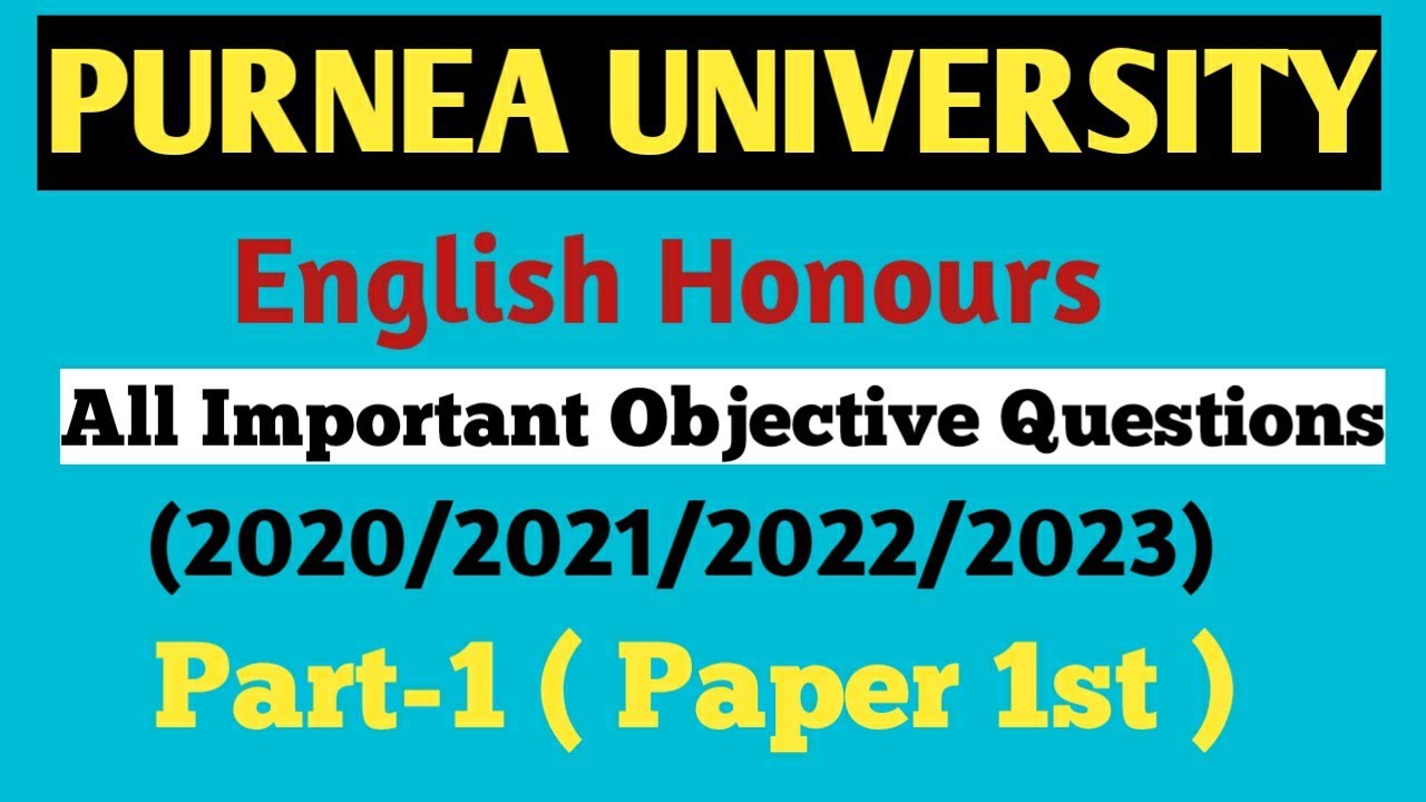 English Hons Part1 (paper-1st)Objective Questions || MCQ || Purnea ...