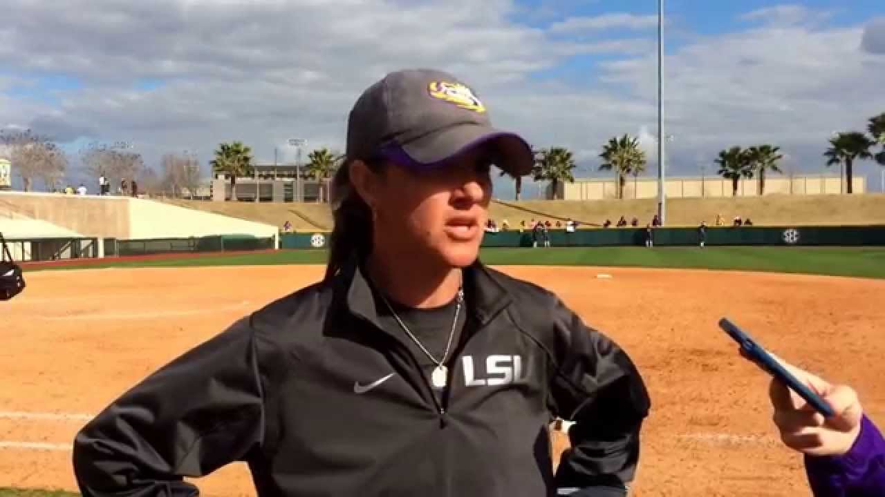 LSU softball coach Beth Torina speaks after 4-2 win against N.C. State ...