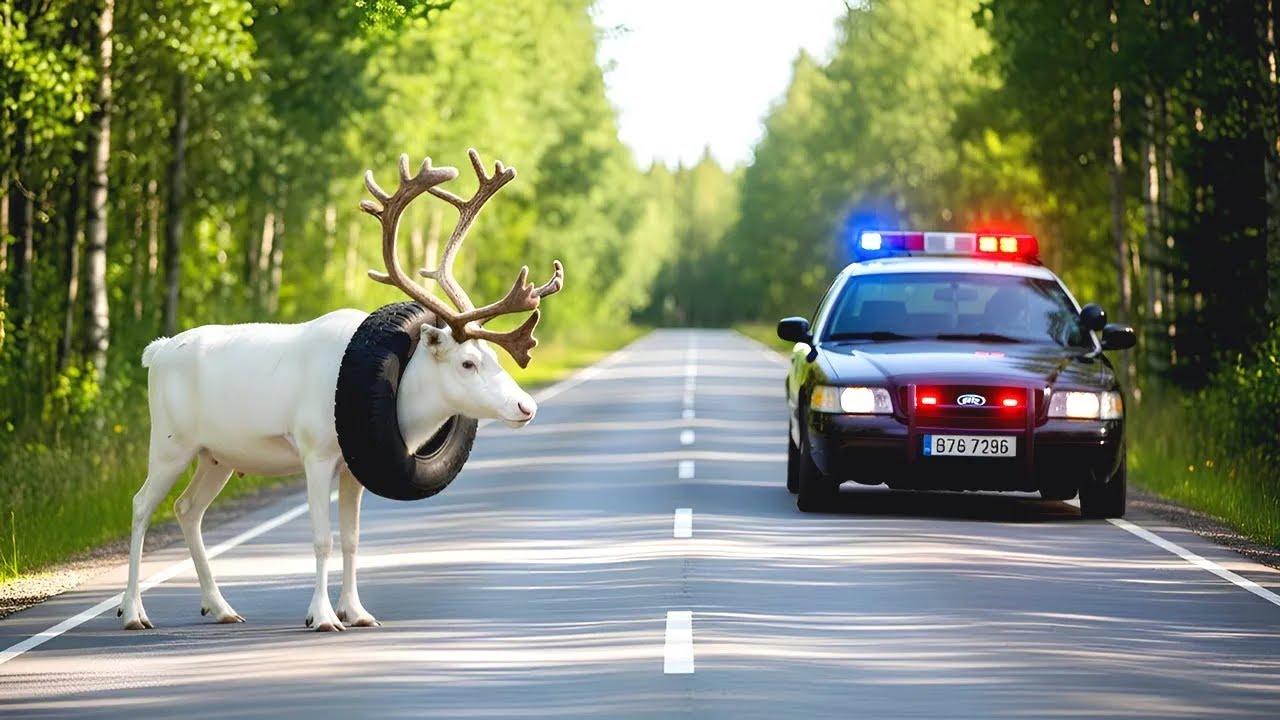 Rescue of Albino Reindeer with Tire Stuck Around Its Antlers for Days ...