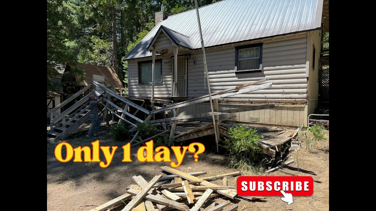 Cabin Renovation Episode 6 Rebuilding the Collapsed Deck at our ...