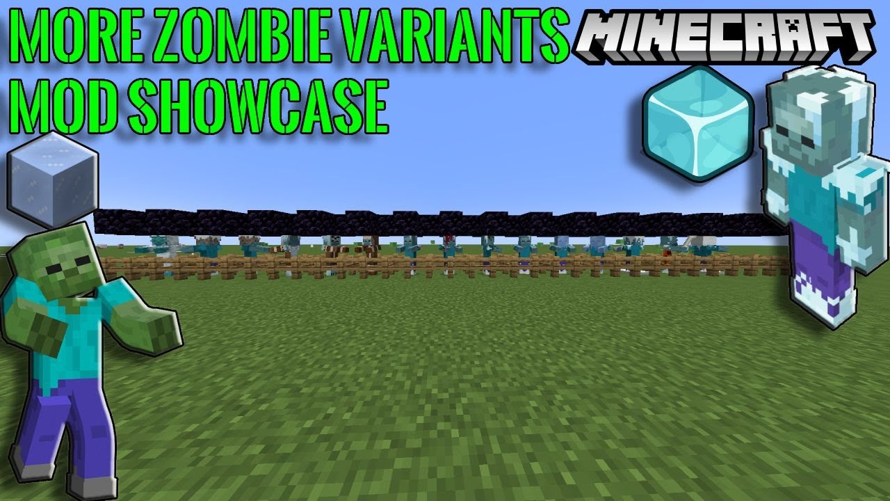(Minecraft) More Zombie Variants Mod Showcase (ICE ZOMBIES ONLY) - YouTube
