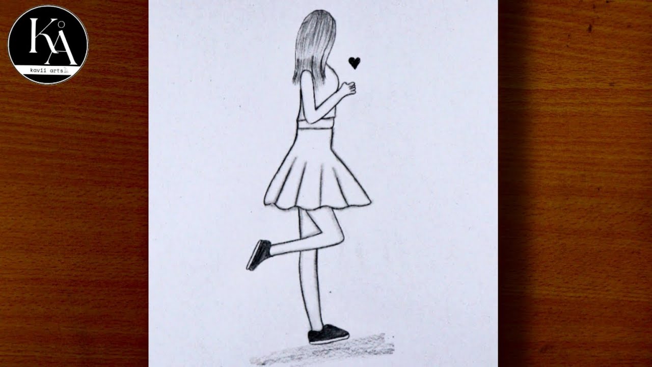 How to draw a girl with beautiful frok || very easy drawing || step by ...