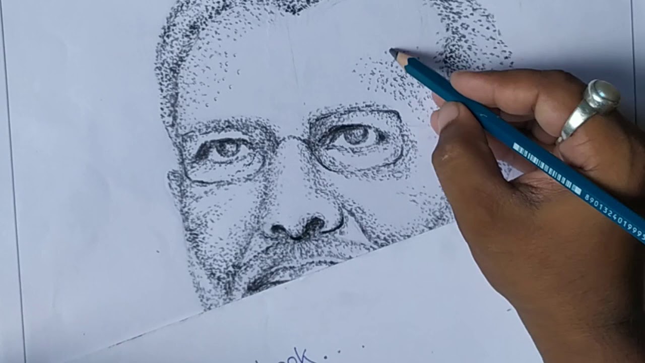 How to draw Narendra Modi portrait using many dots// step by step - YouTube