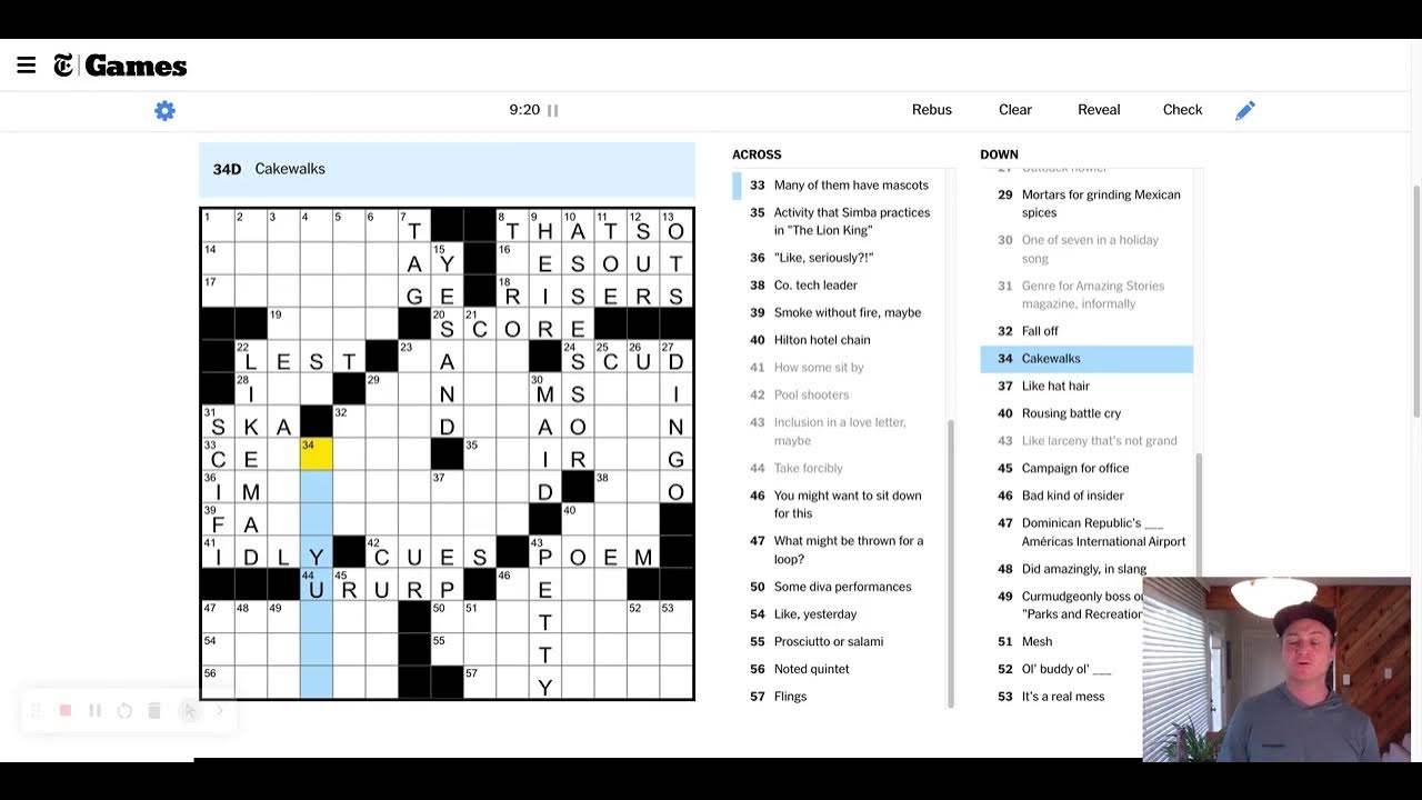 Saturday, April 12th - New York Times crossword puzzle solve - YouTube