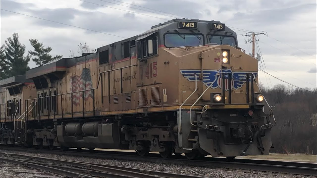 UP 7415 LEADS NORTHBOUND MASSIVE COAL TRAIN WITH ALL GE POWER! UP ADAMS ...