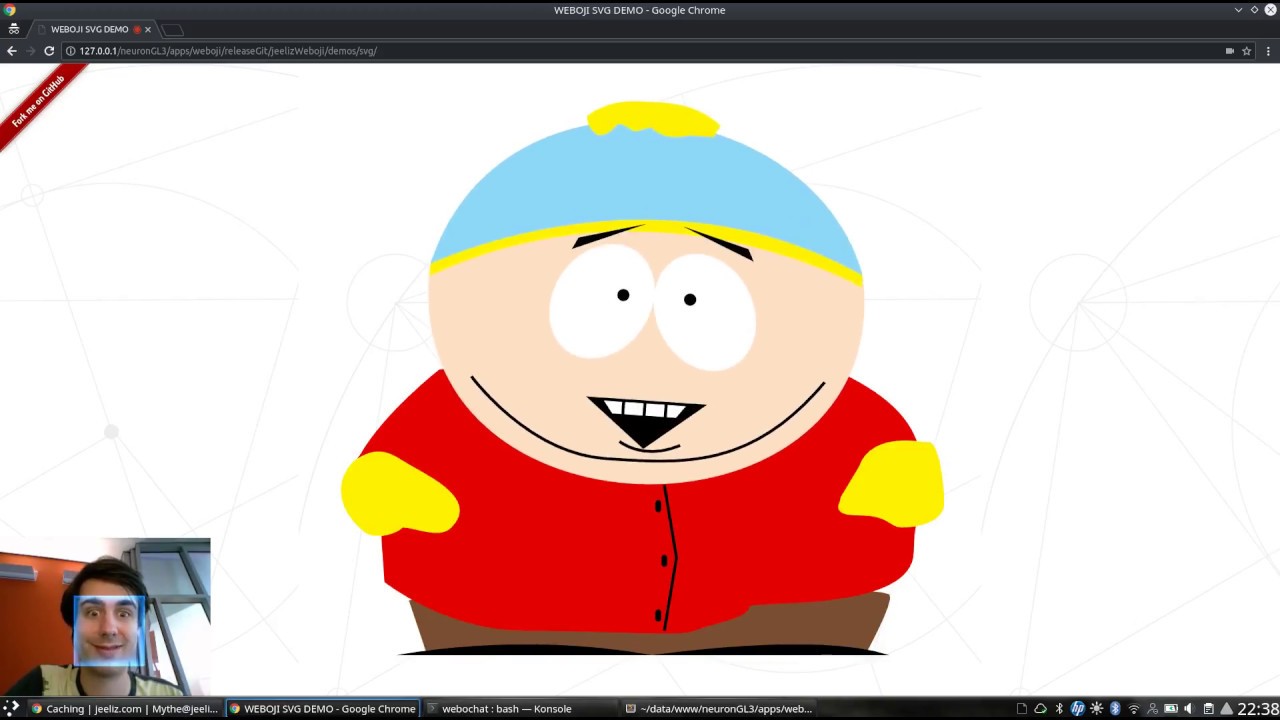 Cartman animated in real-time using my face expressions in the web ...