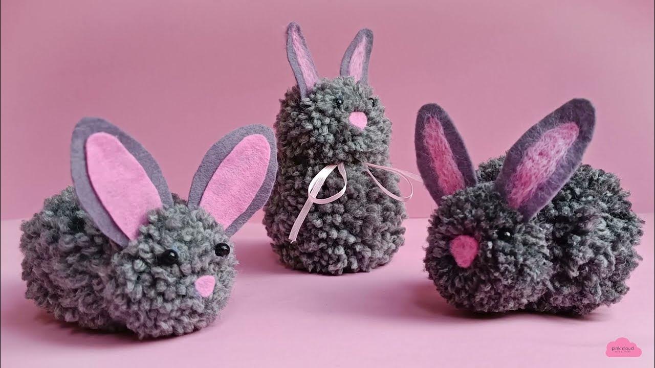 DIY 🐇 How To Make Pom Pom EASTER BUNNY RABBITS 🐇 Easy Woolen Craft ...