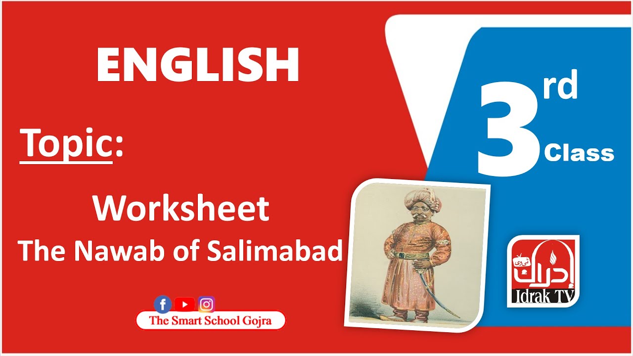 Class 3 English Worksheet Chapter no 12 "The Nawab of Salimabad" - YouTube