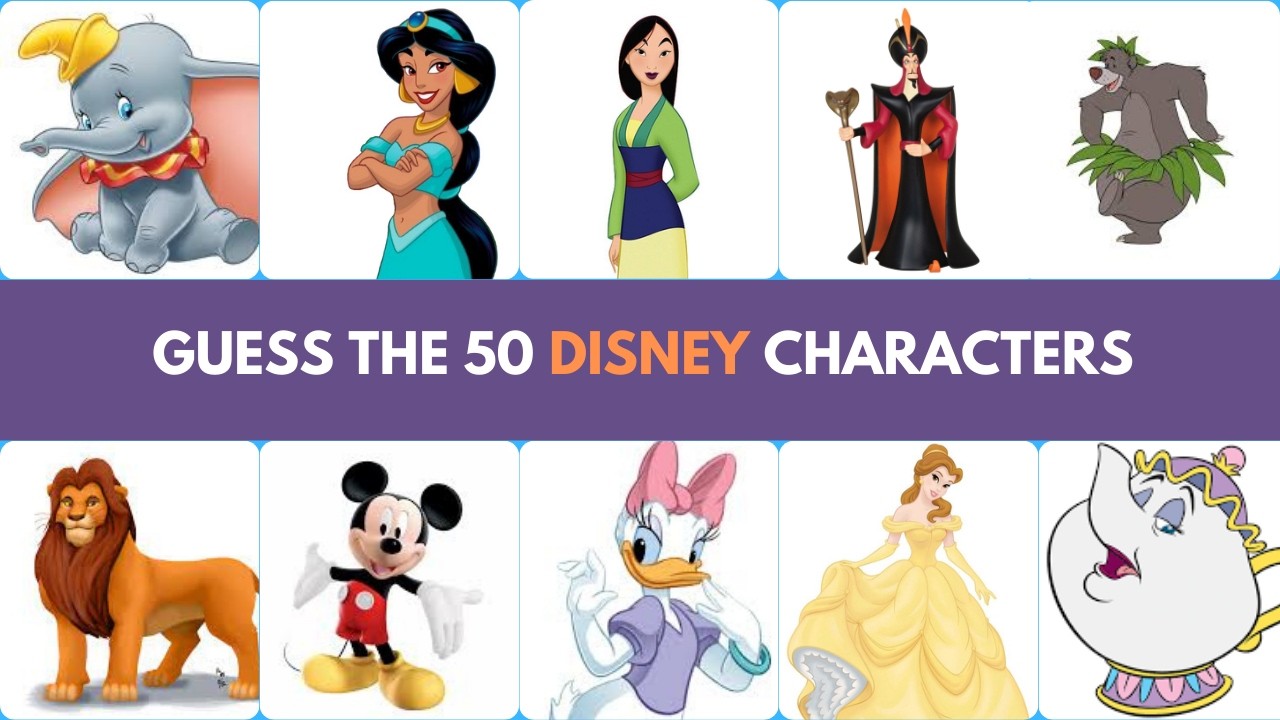 Guess the 50 Disney Characters - YouTube
