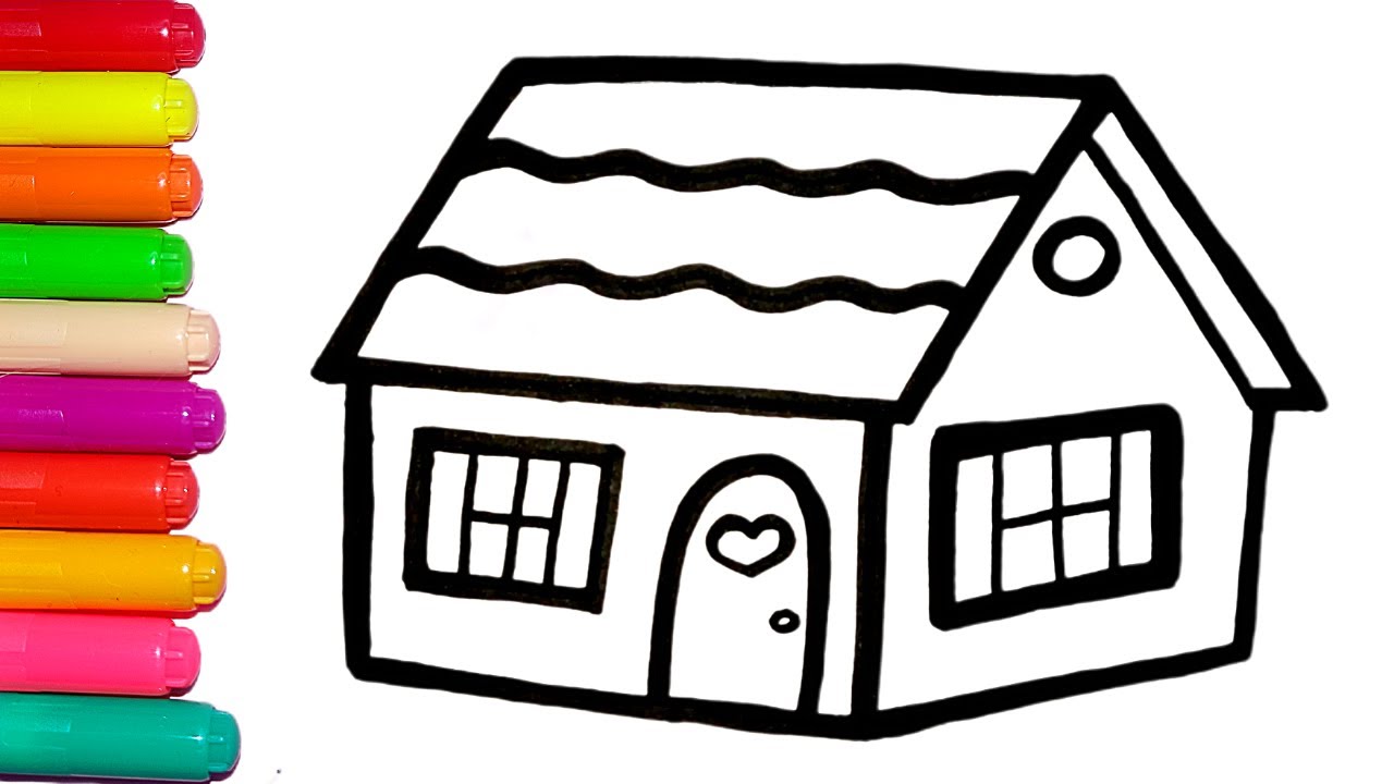 How to draw 3D house for Kids easy | 3D House Drawing, Coloring and ...