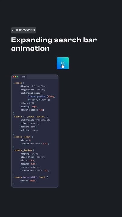 Expanding Search Bar Animation Using Html And Css Coding Htmlcss Javascript Code 