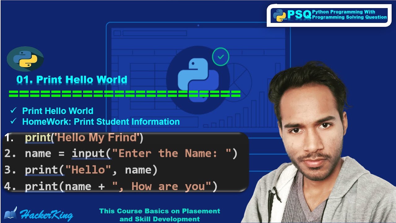 Py_PSQ 01. First Program: Hello World with using user input methods ll Shubham ll - YouTube