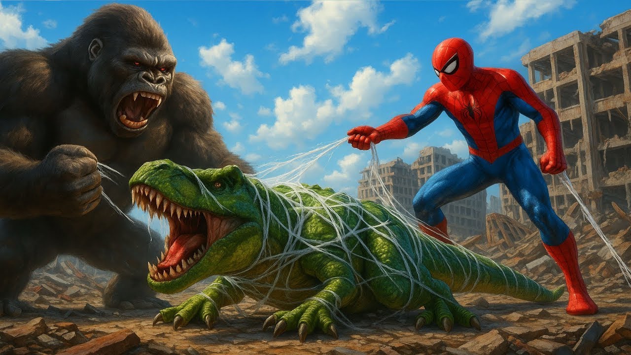 King Kong & Spider-Man vs T-Rex | The Ultimate Showdown on Blood Island ...