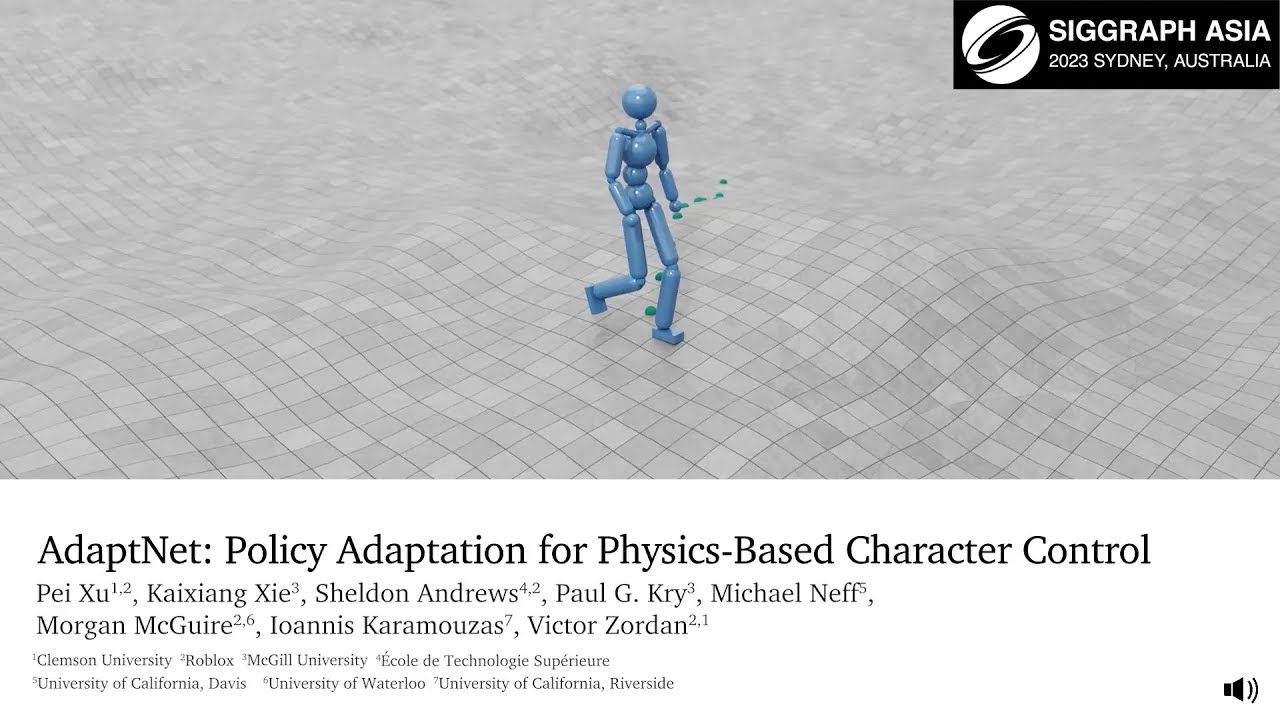 [SIGGRAPH Asia 2023] AdaptNet: Policy Adaptation for Physics-Based Character Control - YouTube