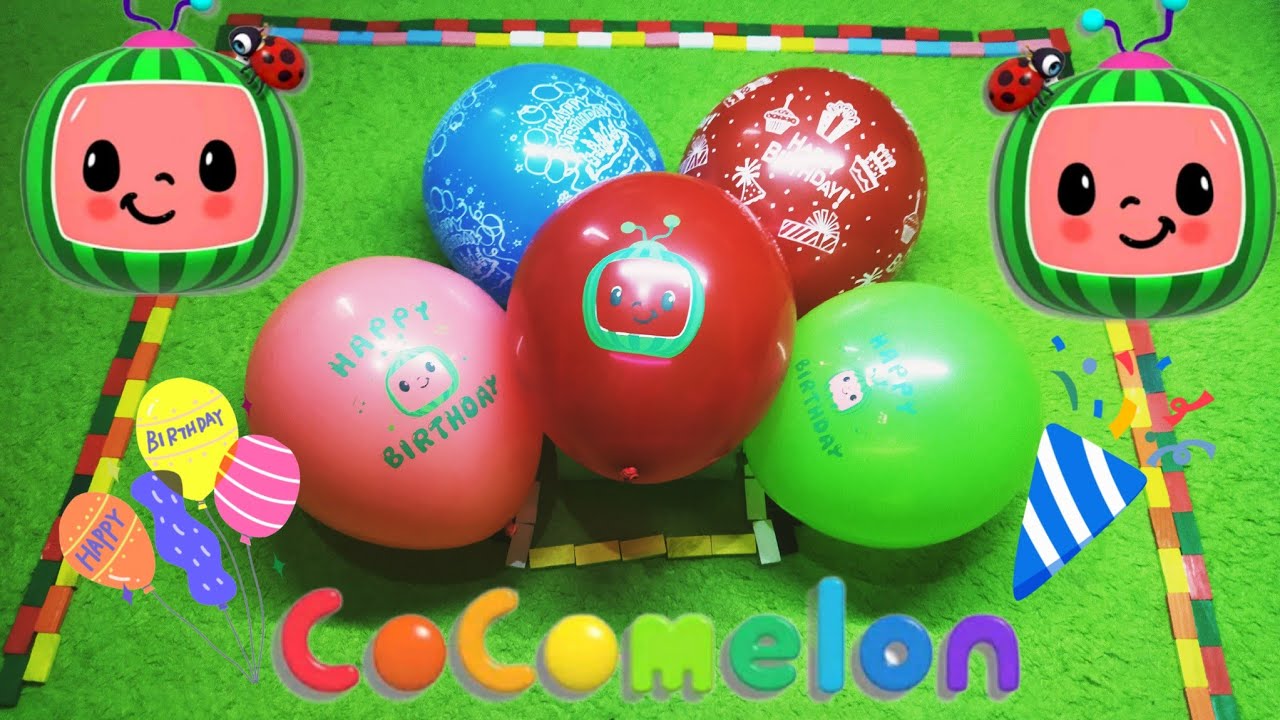Blowing up balloons🎈balloon pop🎈Cocomelon balloon pop🎈happybirthday ...