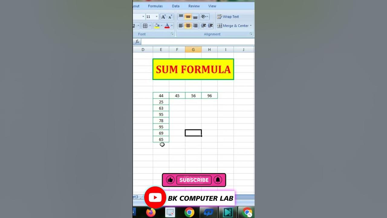 Sum Formula in Ms Excel//How to Use Sum Formula in Ms Excel//@BKCOMPUTERLAB - YouTube