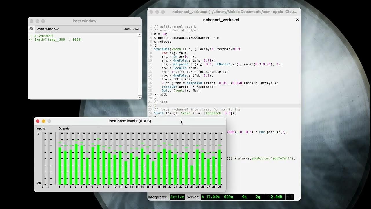 multichannel reverb & stereo reduction in SuperCollider - YouTube