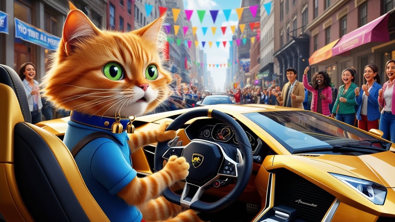 The Cat and the Lamborghini 🏎️🐱 | Fun Animated Racing Story for Kids ...