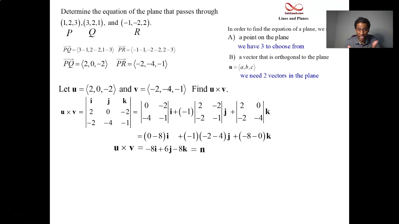 Find the Equation of the Plane Through 3 Points - YouTube