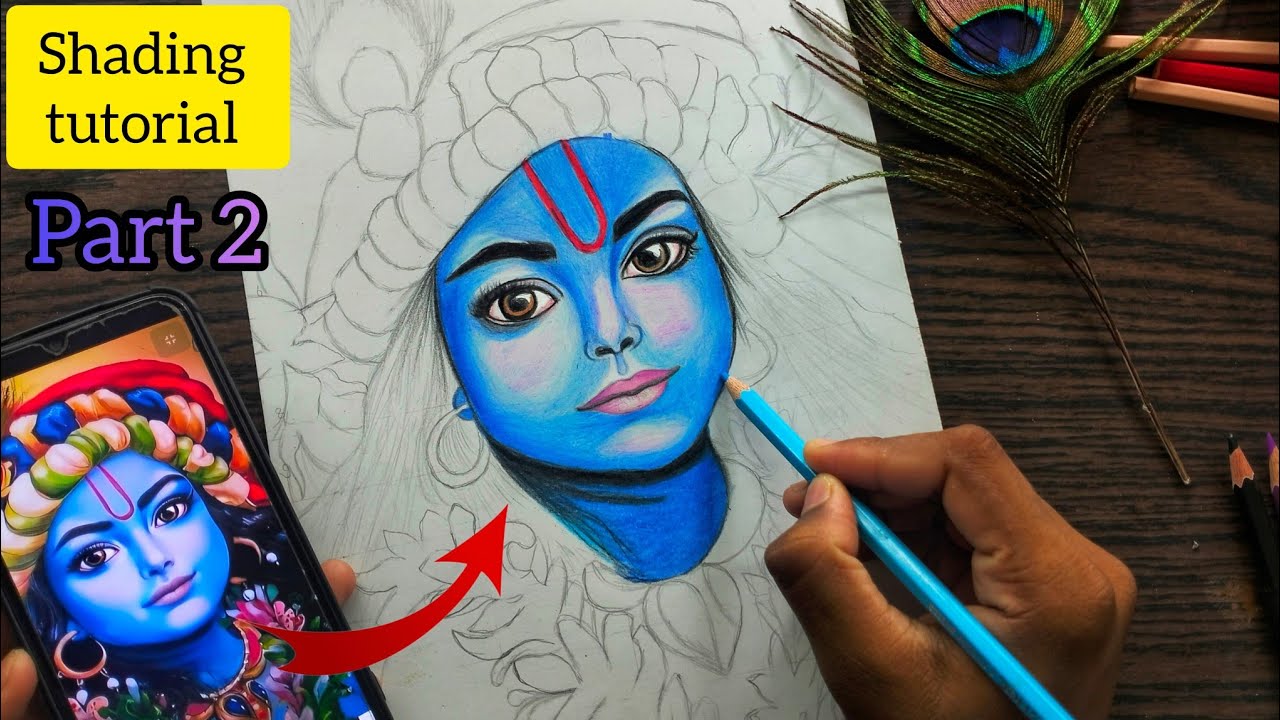 Little Krishna ji drawing ' shading tutorial: part 2 🙏 Jai shree ...