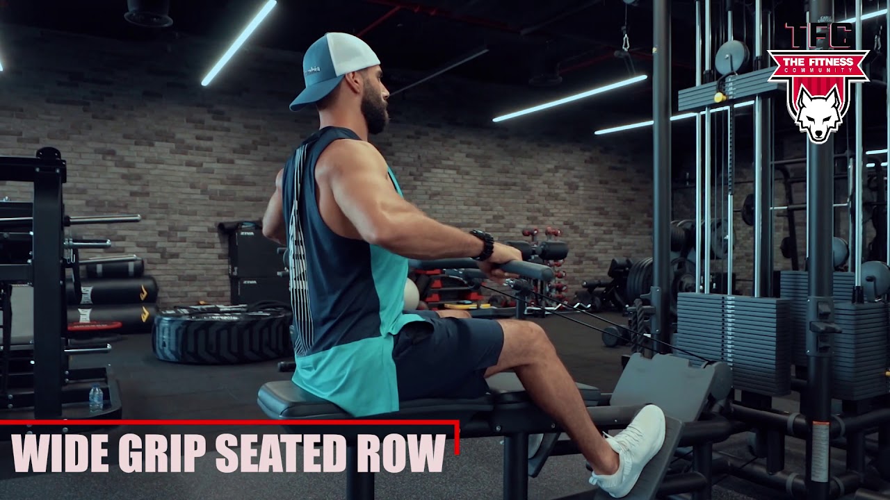 Wide grip seated row - YouTube